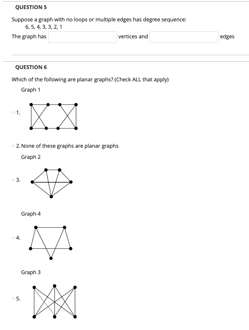 Solved QUESTION 5 Suppose a graph with no loops or multiple | Chegg.com