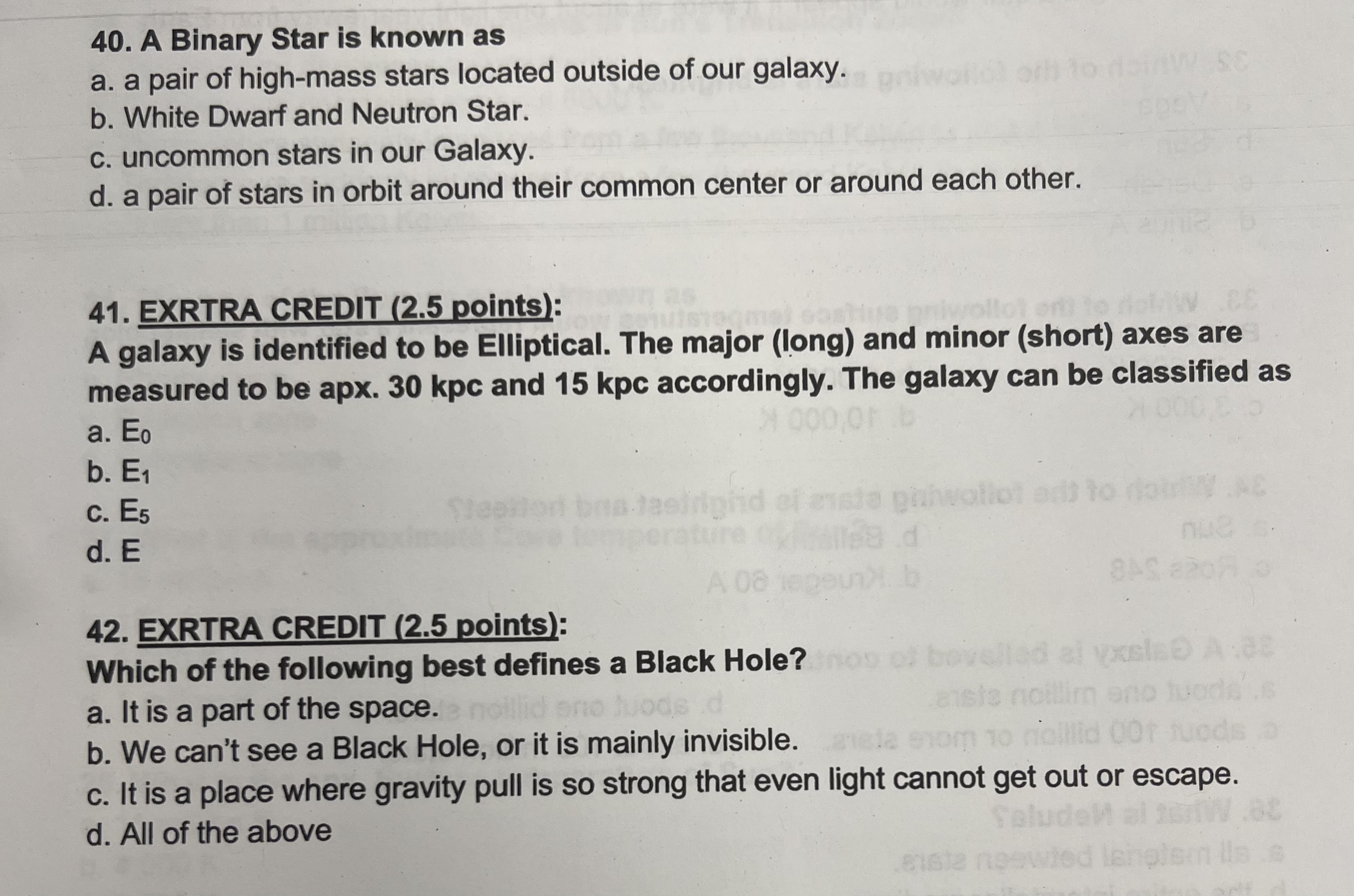Solved 40. A Binary Star is known as a. a pair of high-mass | Chegg.com