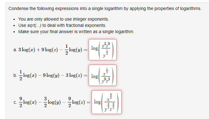Solved Condense the following expressions into a single | Chegg.com