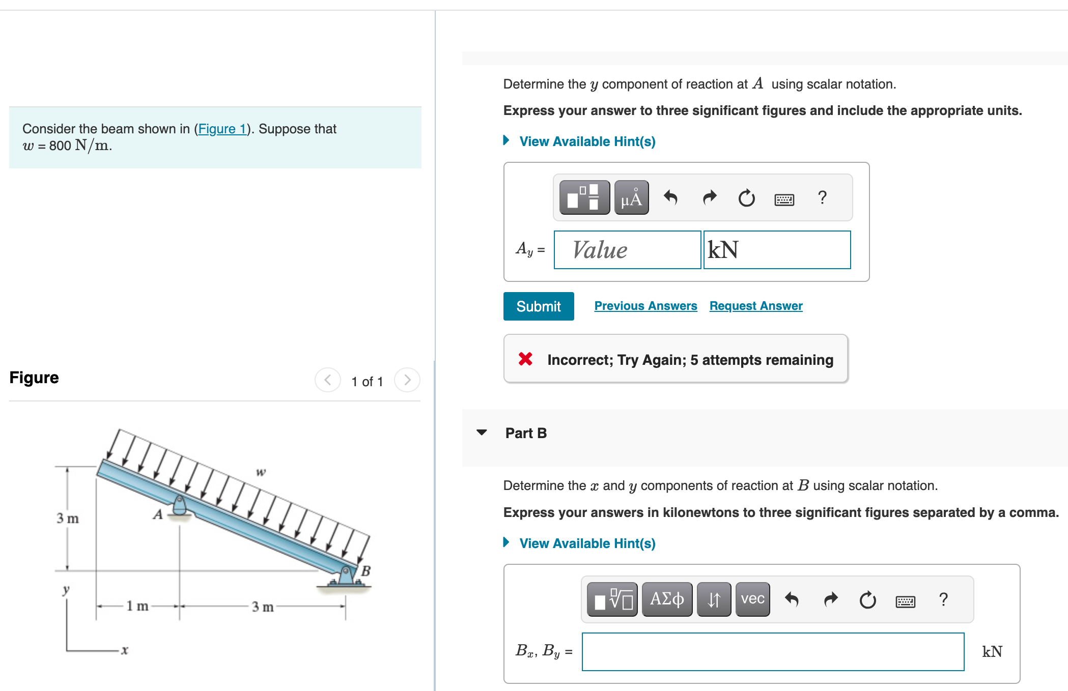 Solved Determine the y component of reaction at A using | Chegg.com