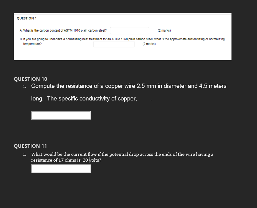 Solved QUESTION 1 A. What is the carbon content of ASTM 1010 | Chegg.com