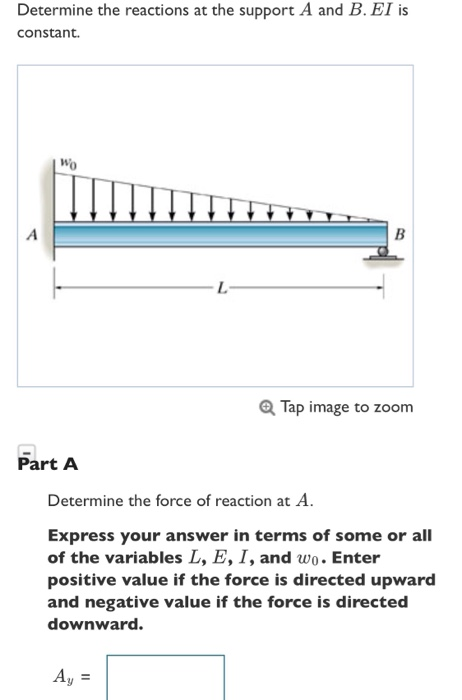Solved Determine the reactions at the support A and B. EI is | Chegg.com