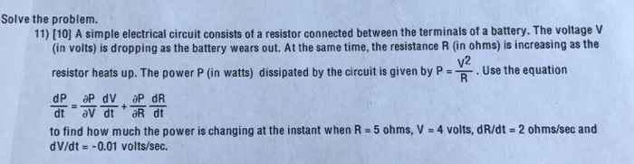 Solved Calculus 3 electrical word problem Use the | Chegg.com