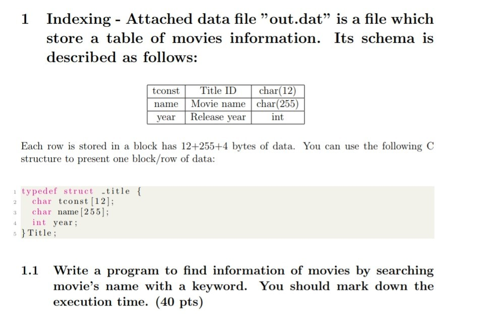 Solved 1 Indexing - Attached data file "out.dat” is a file | Chegg.com