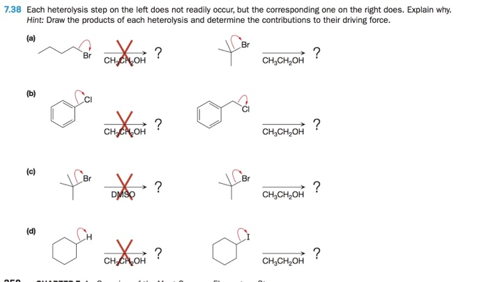 Solved 7.38 Each heterolysis step on the left does not | Chegg.com