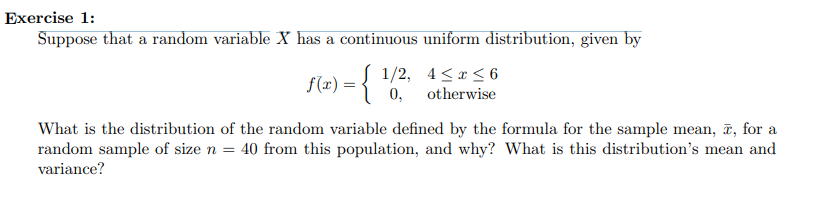 Solved xercise 1: Suppose that a random variable X has a | Chegg.com Solved xercise 1: Suppose that a random variable X has a | Chegg.com