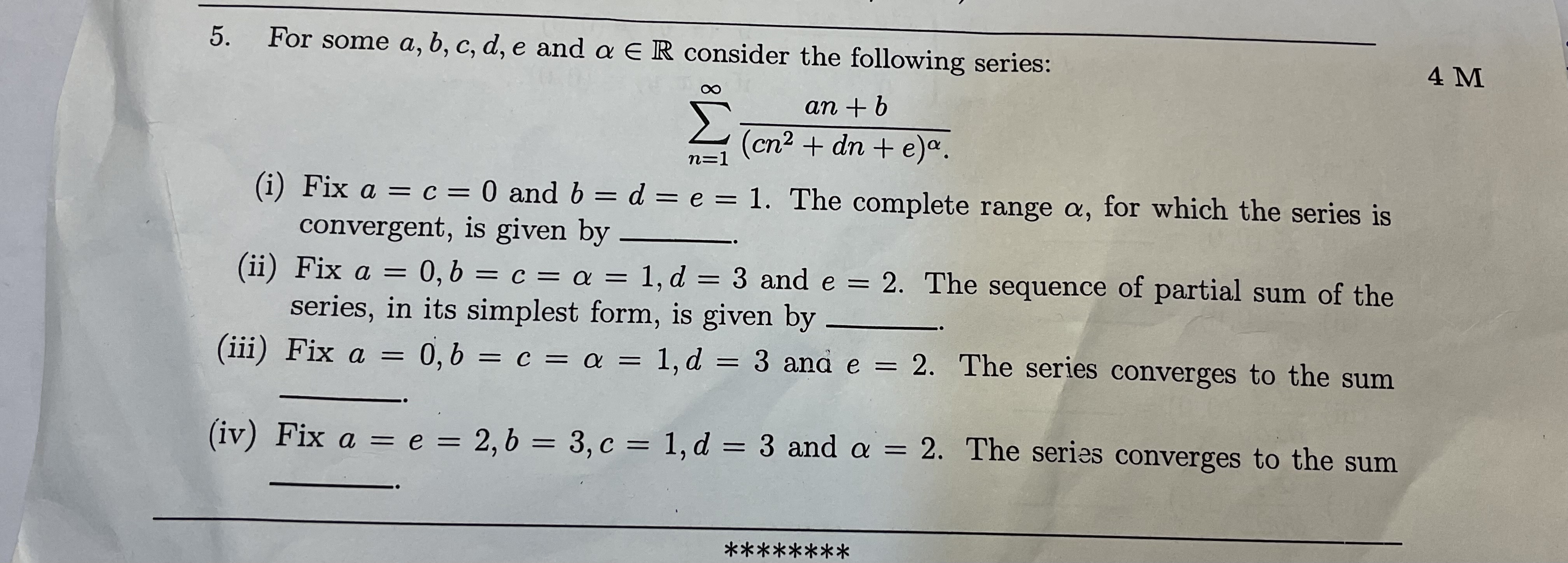 Solved For some a,b,c,d,e and alpha inR consider the | Chegg.com