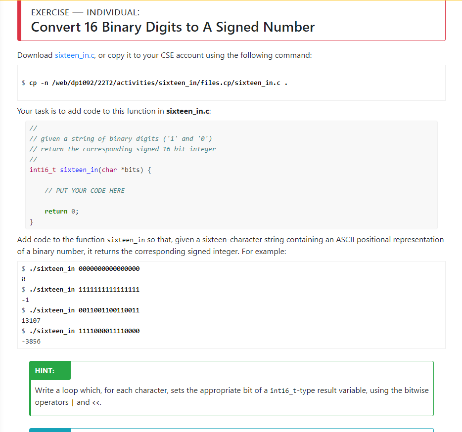 Solved Convert String Of Binary Digits To 16 bit Signed Chegg
