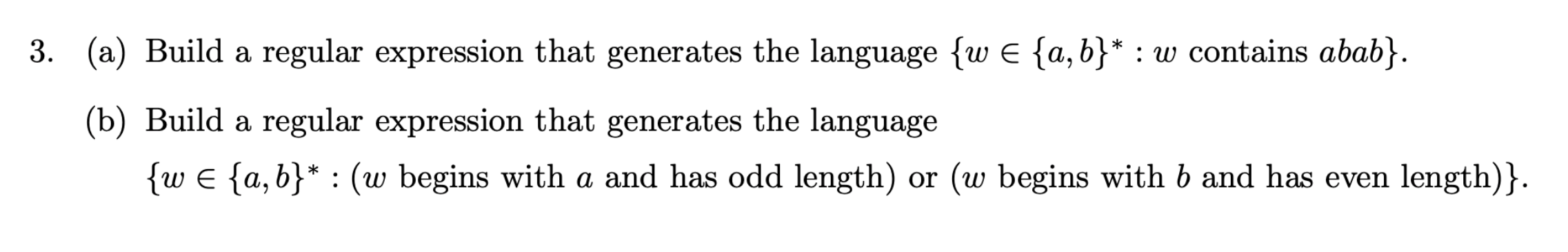Solved 3. (a) Build a regular expression that generates the | Chegg.com