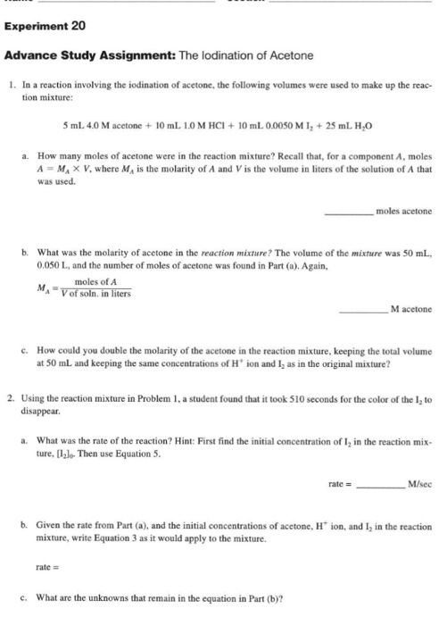 Solved Experiment 20 Advance Study Assignment: The | Chegg.com