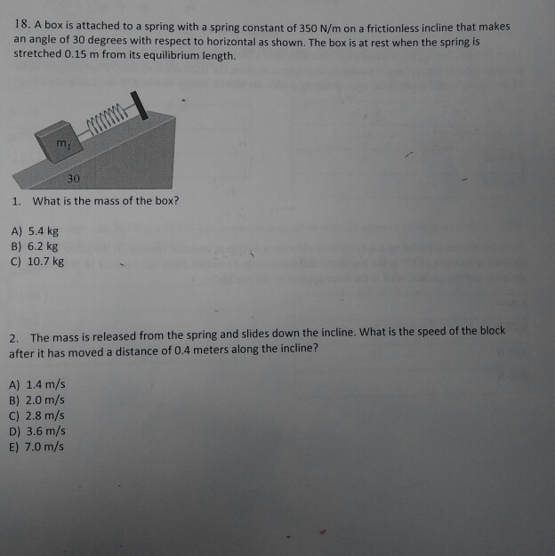 Solved 18. A box is attached to a spring with a spring | Chegg.com