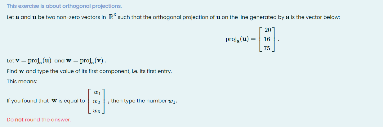 Solved This exercise is about orthogonal projections. Let a | Chegg.com
