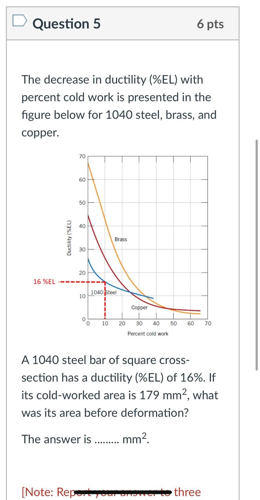 Solved D Question 5 6 pts The decrease in ductility (%EL) | Chegg.com