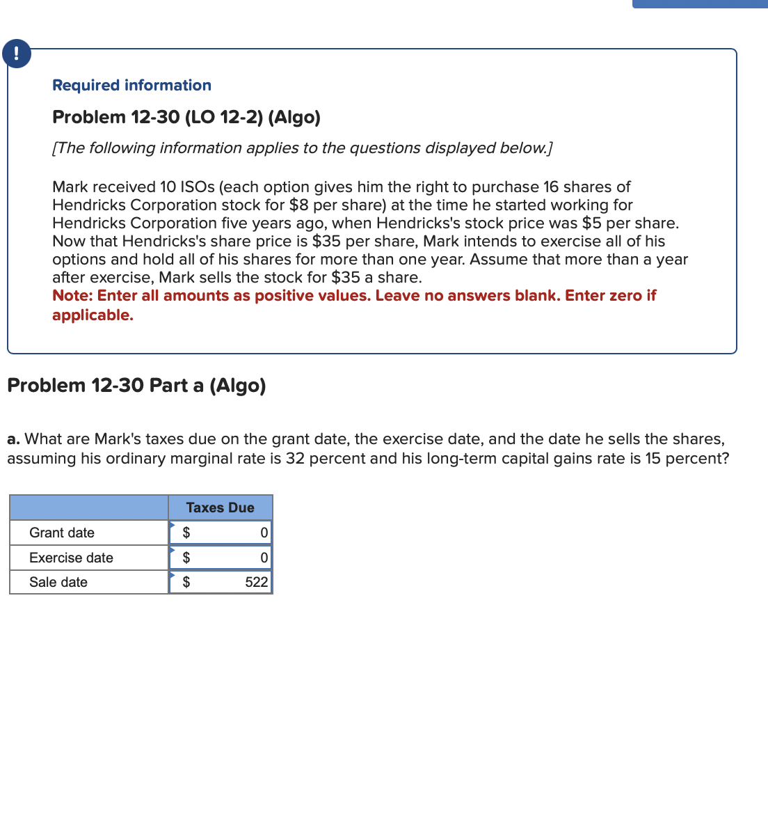 Solved Required information Problem 12-30 (LO 12-2) (Algo) | Chegg.com