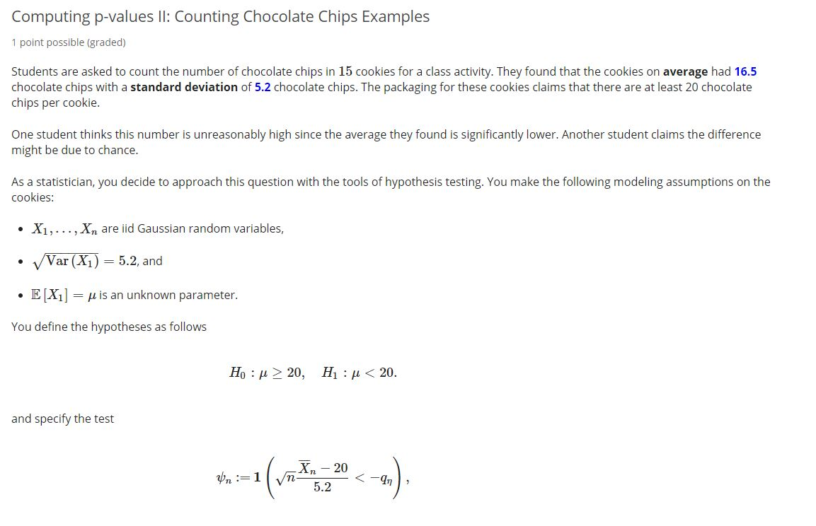 Solved Computing p-values II: Counting Chocolate Chips | Chegg.com