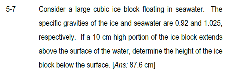 Solved Consider a large cubic ice block floating in | Chegg.com