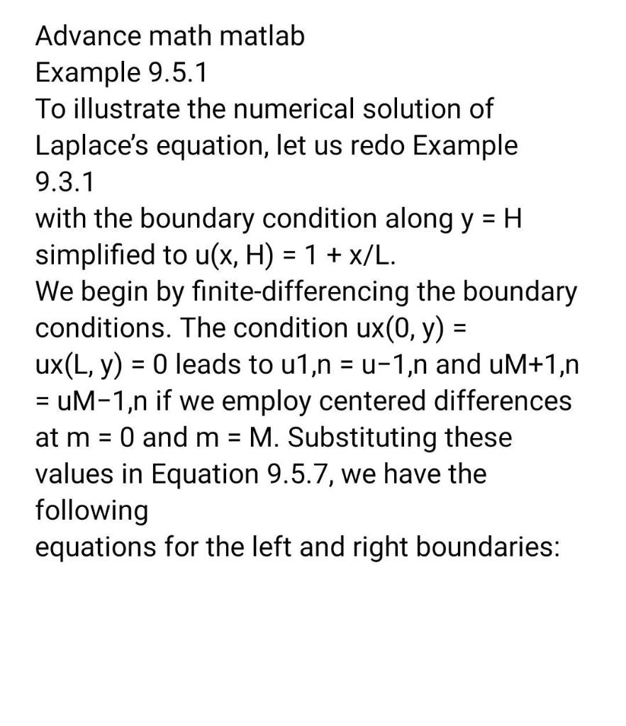 Solved Advance math matlab Example 9.5.1 To illustrate the | Chegg.com