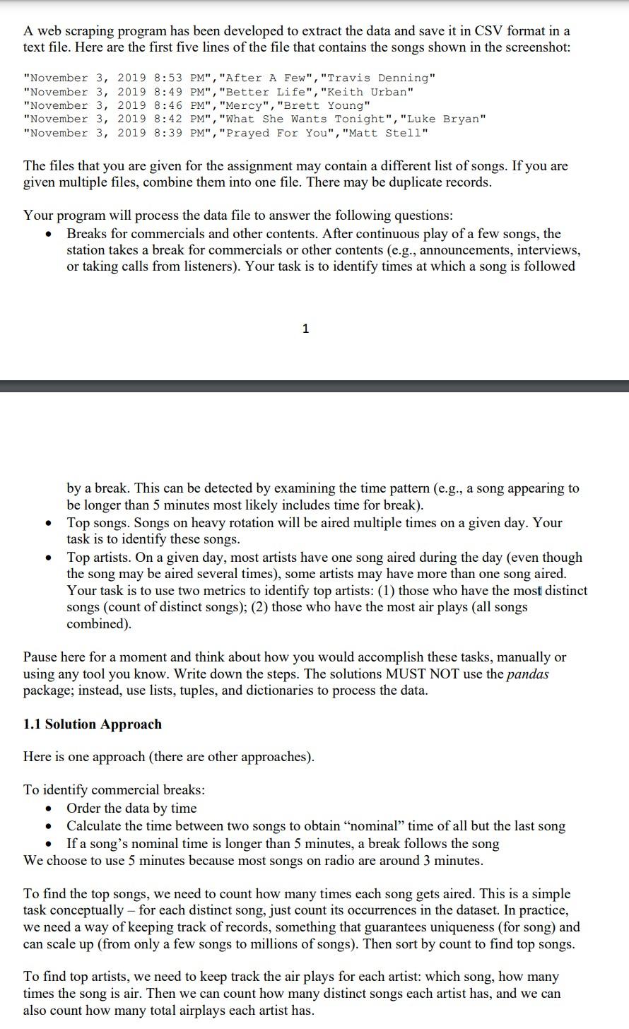 Solved A web scraping program has been developed to extract | Chegg.com