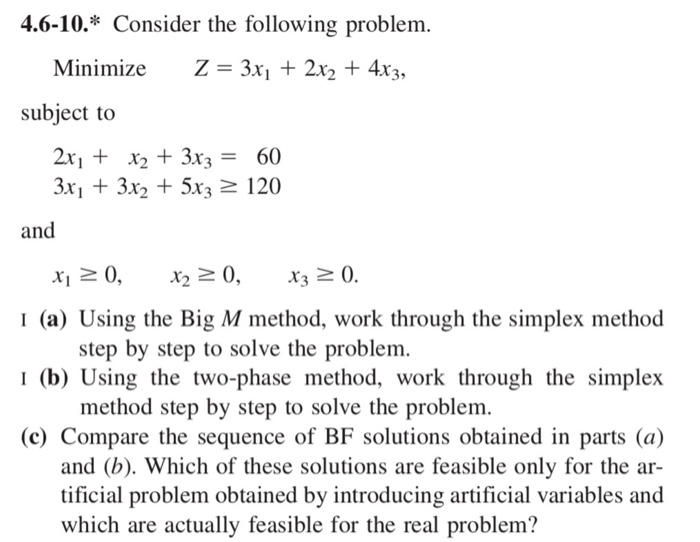 Solved 4.6-10.* Consider the following problem. Minimize Z | Chegg.com