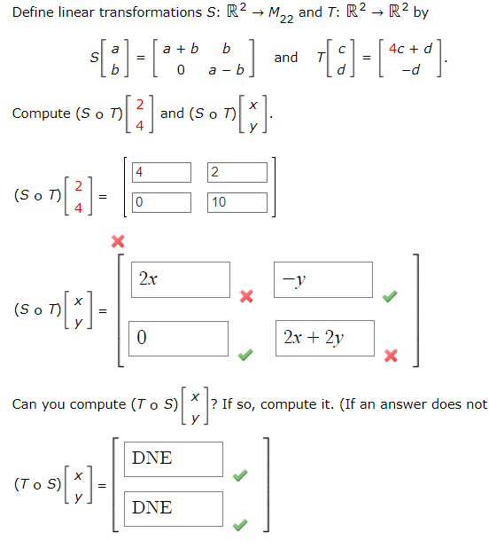 Solved Define linear transformations S:R2→M22 and T:R2→R2 by | Chegg.com