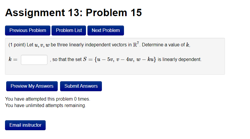 Solved Assignment 13: Problem 15 Previous Problem Problem | Chegg.com