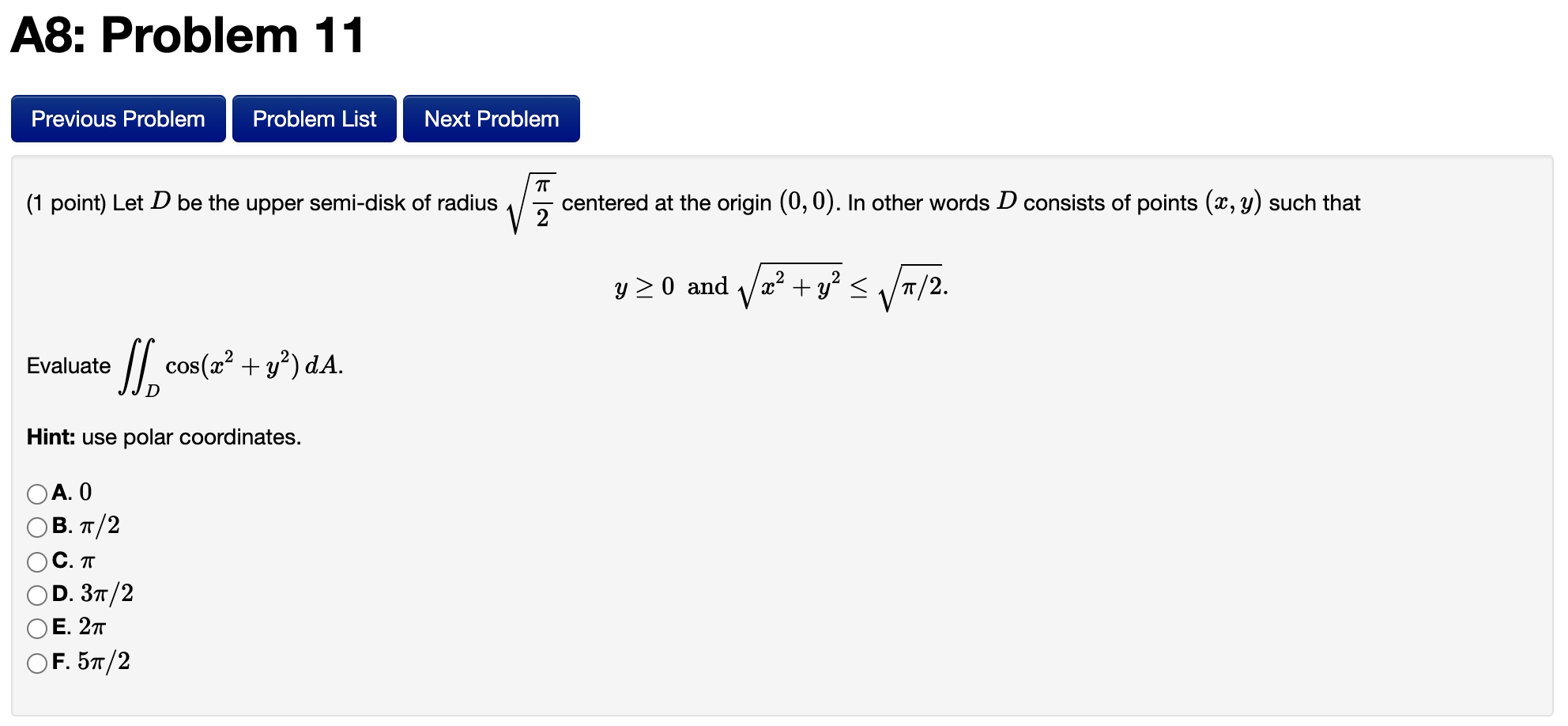 Solved A8 Problem 11 Previous Problem Problem List Next 
