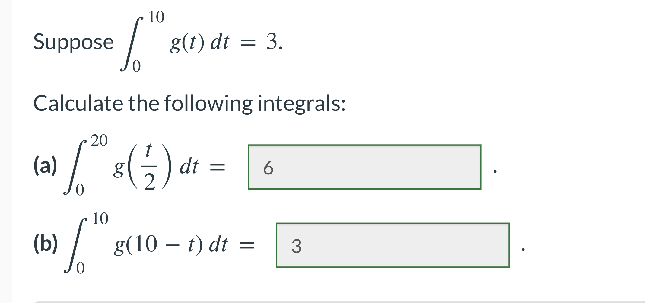 Solved Suppose ∫010g(t)dt=3 Calculate the following | Chegg.com