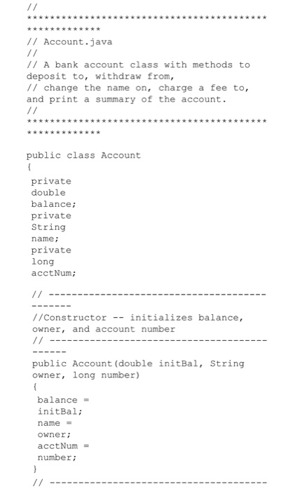 Solved A Bank Account Class File Account Java Contains A