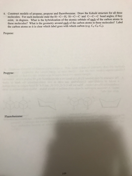 Solved Construct models of propene, propyne and | Chegg.com