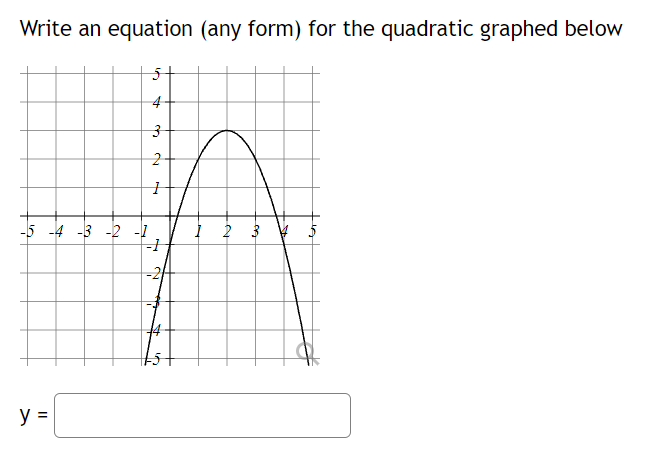 Solved Write an equation (any form) for the quadratic | Chegg.com