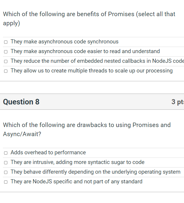Solved Which of the following are benefits of Promises | Chegg.com
