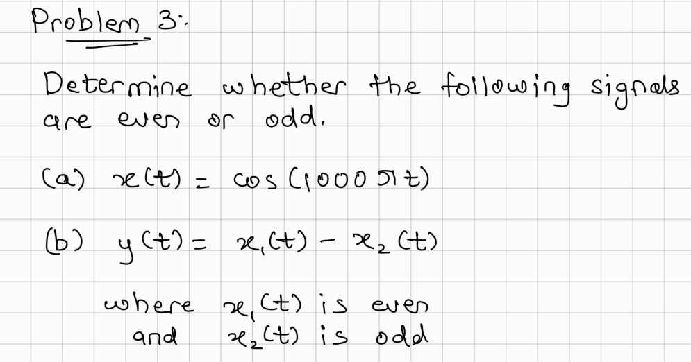 Solved Problem 3:Determine whether the following signalsare | Chegg.com