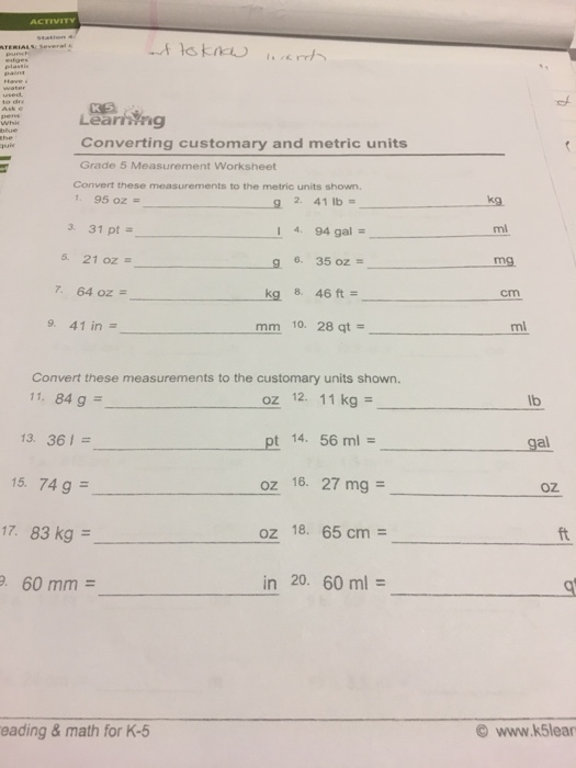Solved TERIAL Several Learning Converting customary and | Chegg.com
