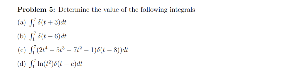 Solved Problem 5: Determine the value of the following | Chegg.com