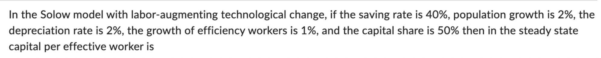 Solved In the Solow model with labor-augmenting | Chegg.com
