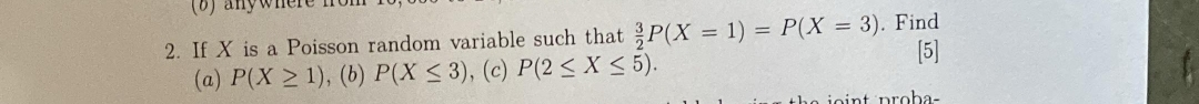 Solved If x ﻿is a Poisson random variable such that | Chegg.com