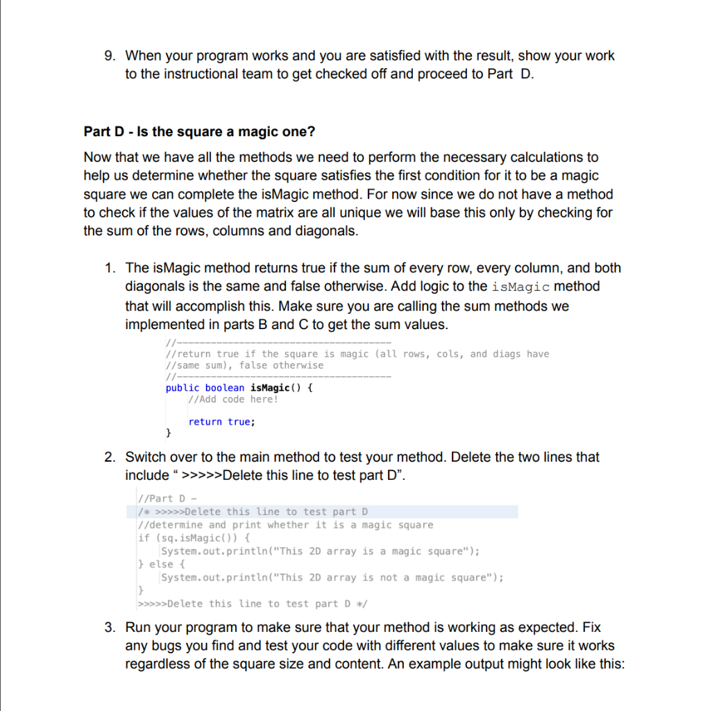 Solved ITSC 1213 - Magic Square >> PLEASE ANSWER ALL PARTS | Chegg.com