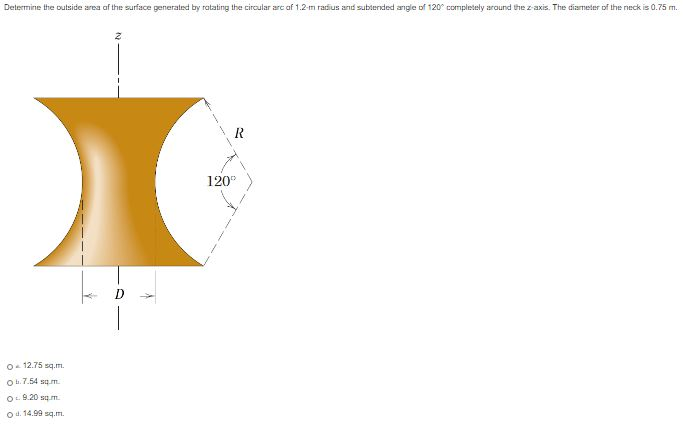 Solved Determine the outside area of the surface generated | Chegg.com