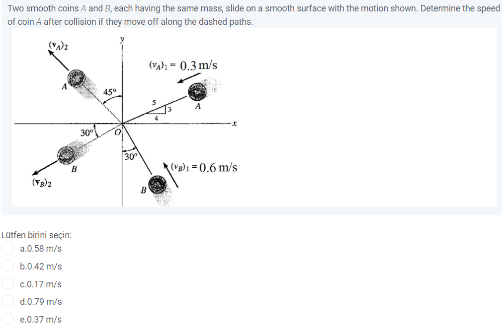 Solved Two smooth coins A and B, each having the same mass, | Chegg.com