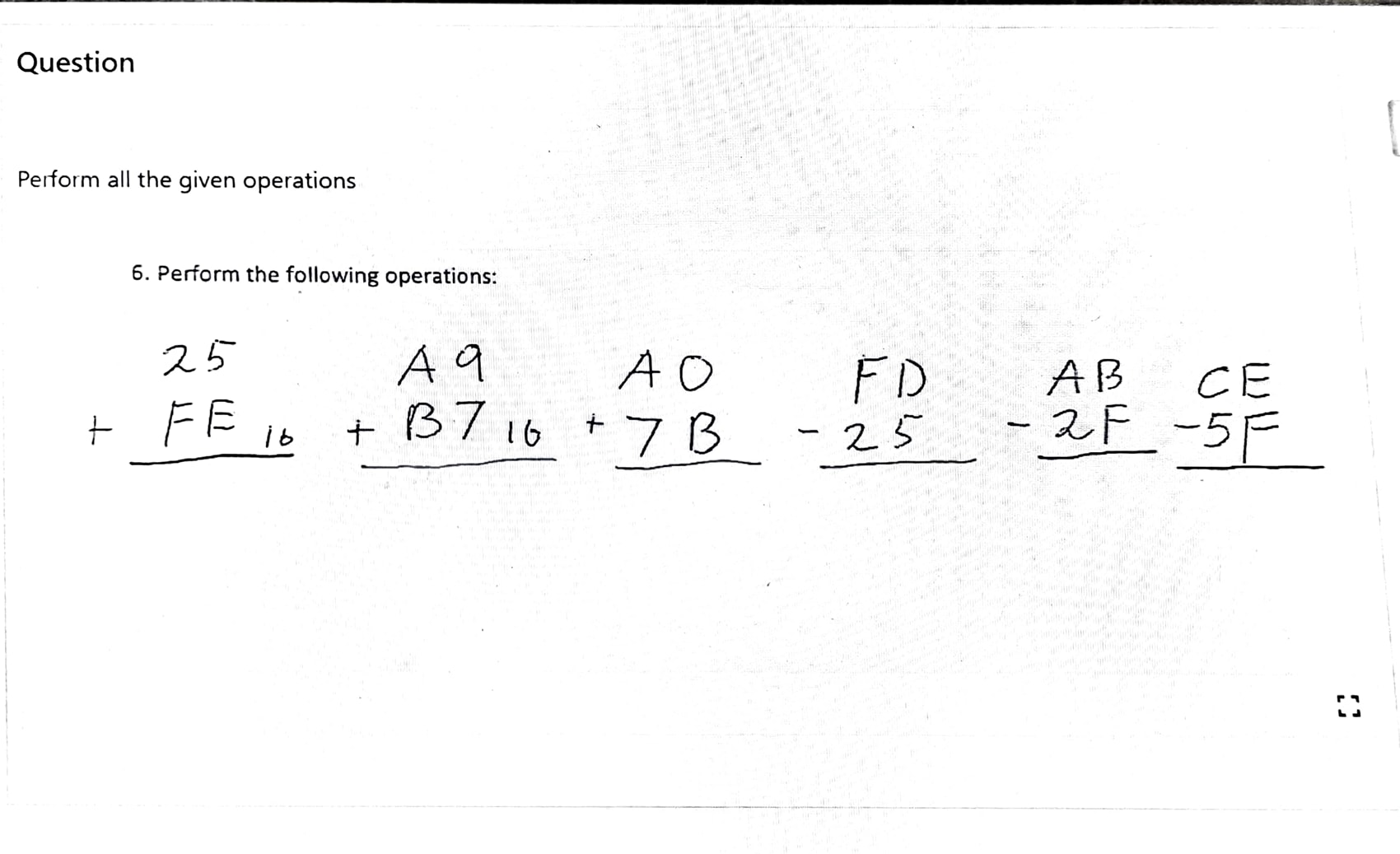 Solved QuestionPerform all the given operationsPerform the | Chegg.com