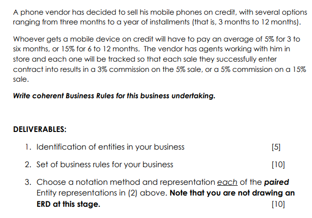 Solved determine the business rules and entities? make a | Chegg.com