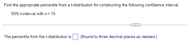 Solved Find the appropriate percentile from a t-distribution | Chegg.com