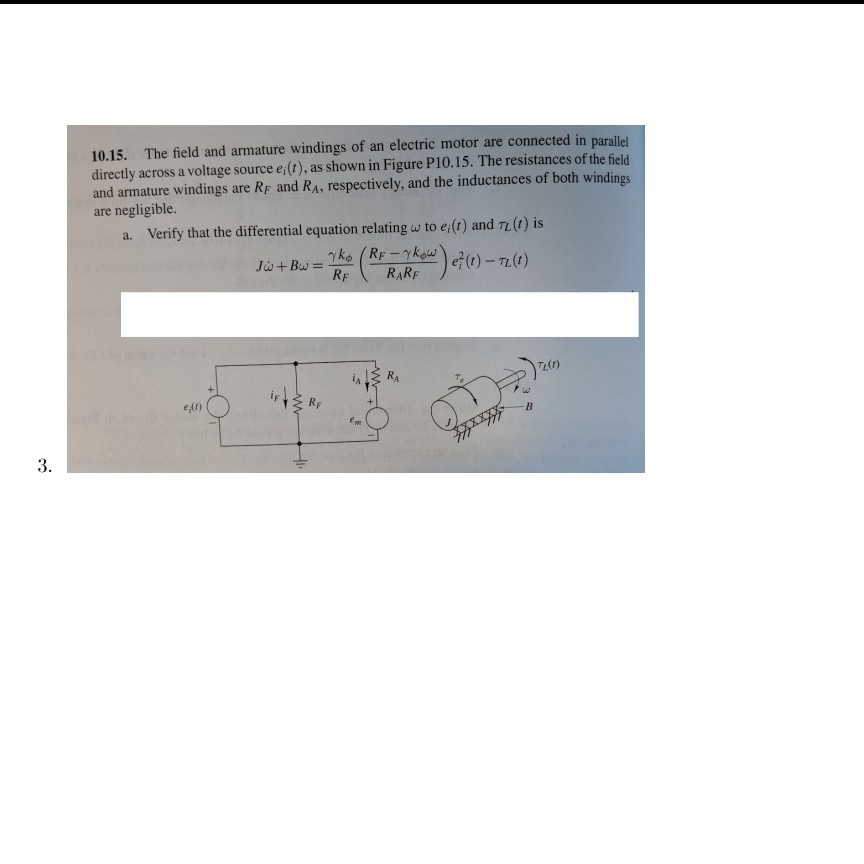 Solved 10.15. The field and armature windings of an electric | Chegg.com