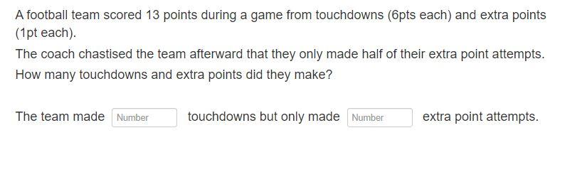 Solved A football team scored 13 points during a game from | Chegg.com