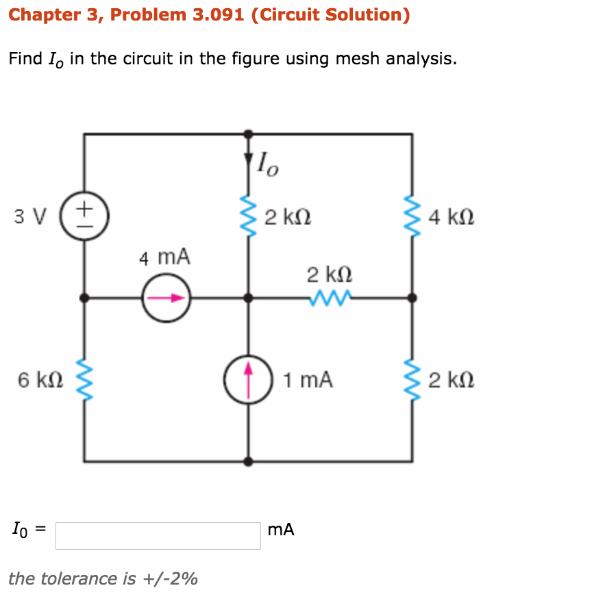 Solved Chapter 3, Problem 3.091 (Circuit Solution) Find Io | Chegg.com
