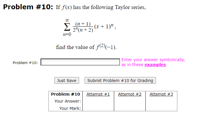 Solved Problem \# 10: If f(x) has the following Taylor | Chegg.com