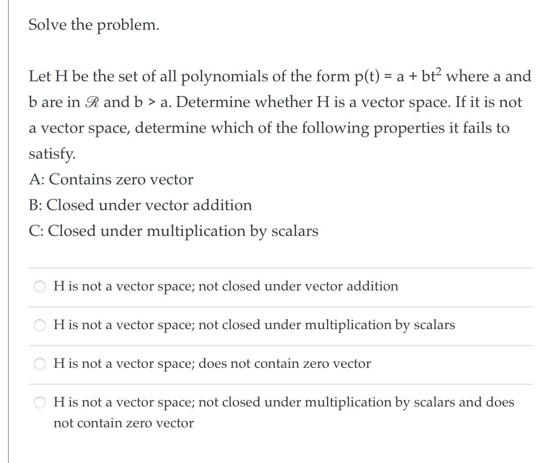 Solved Solve the problem. a Let H be the set of all | Chegg.com
