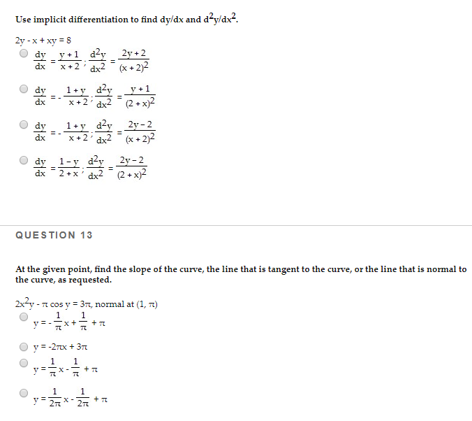 Solved d2y/dx2 Use implicit differentiation to find dy/dx | Chegg.com