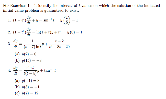 Solved For Exercises 1 -4, identify the interval of t values | Chegg.com