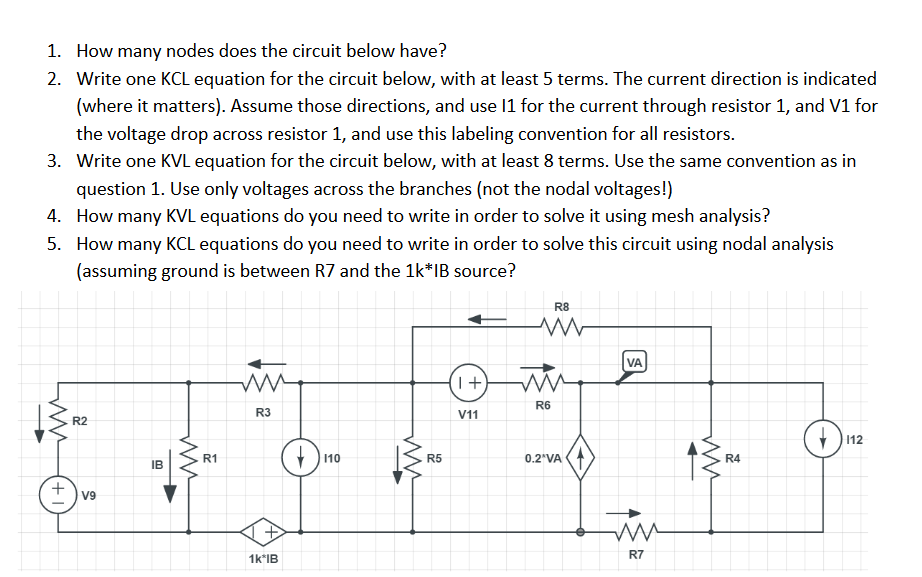 Solved 1. How many nodes does the circuit below havei? 2. | Chegg.com